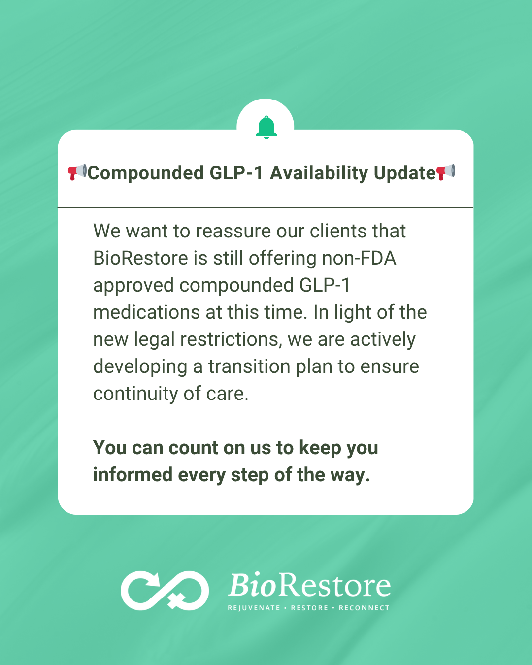 Compounded GLP-1 Availability Update - BioRestore Health