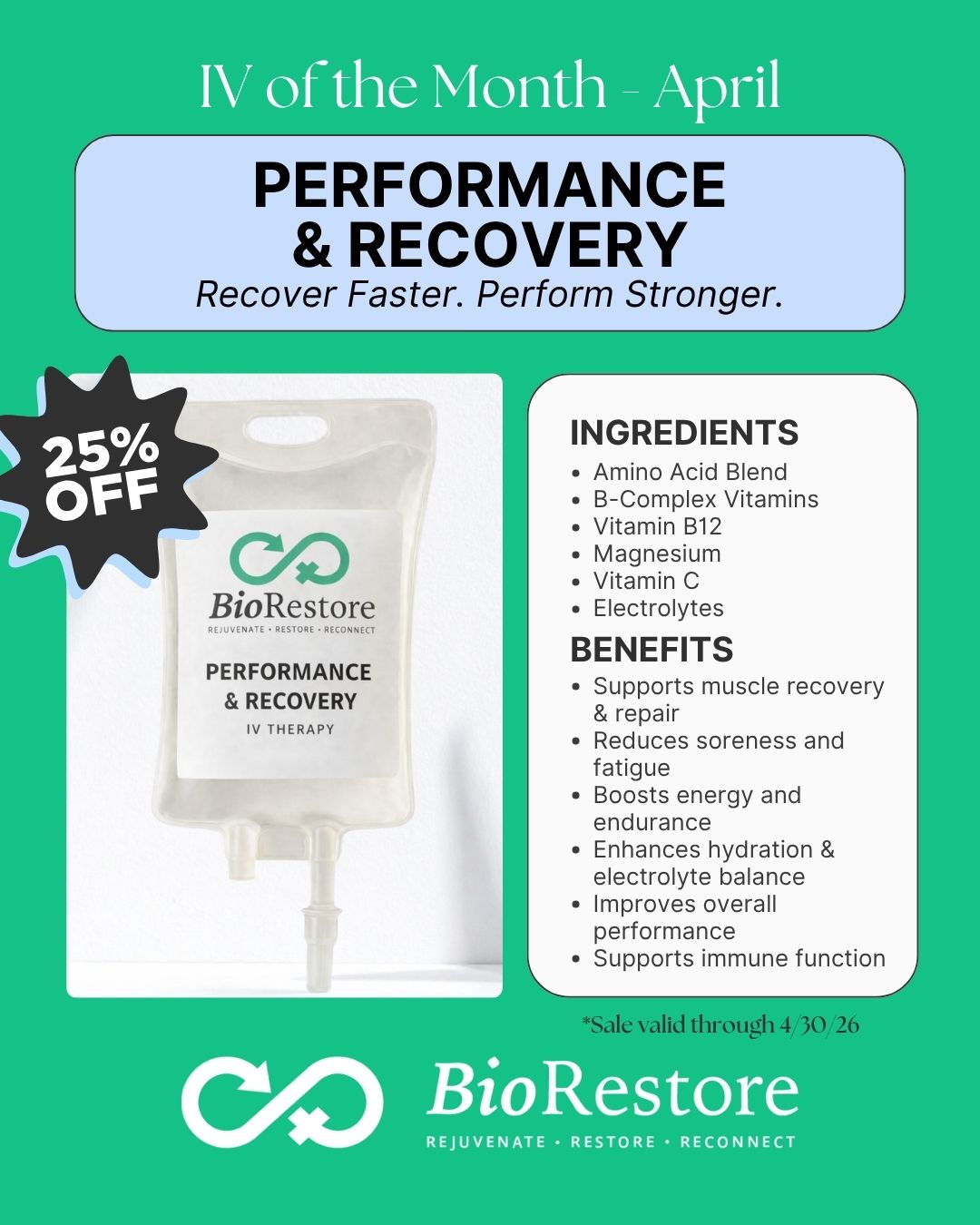 25% Off April IV Therapy: Performance & Recovery